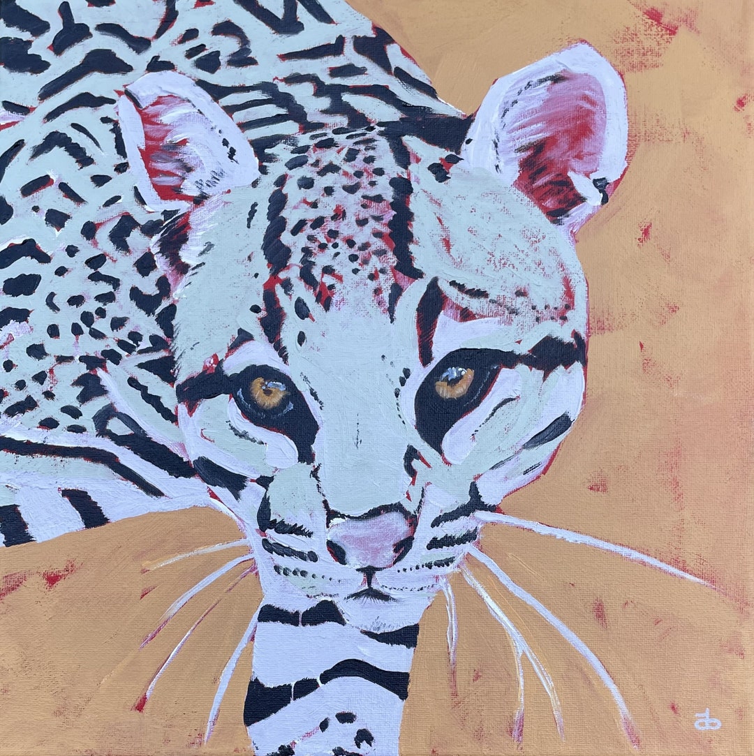 Original Oil Painting Dramatic Animal Art Ocelot - Etsy