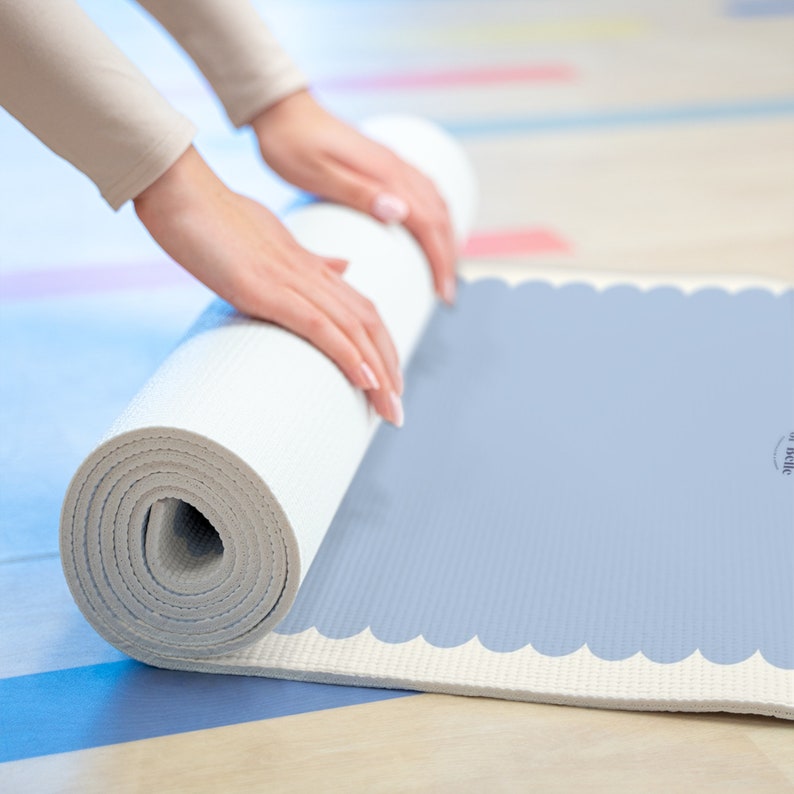 Light Blue Scalloped Yoga Mat - Etsy