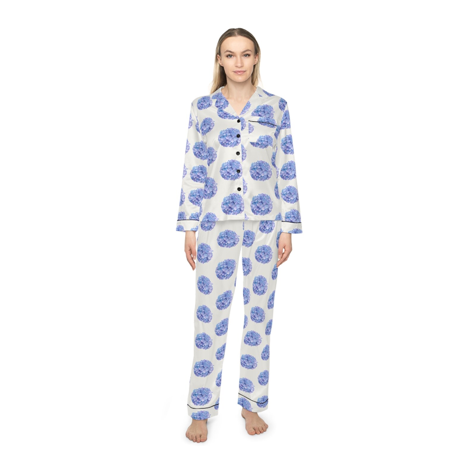Blue Hydrangea Women's Satin Pajamas - Etsy