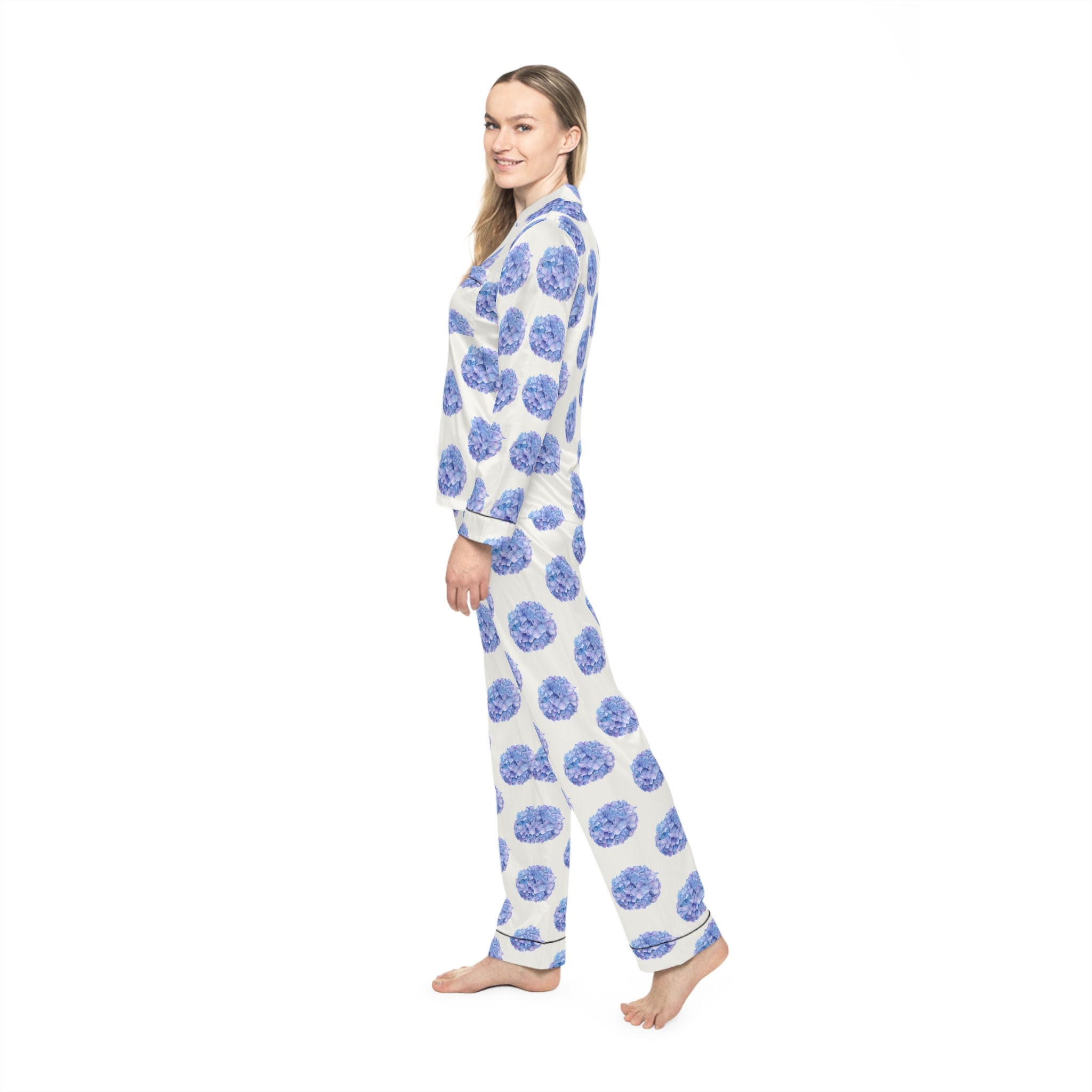 Blue Hydrangea Women's Satin Pajamas - Etsy