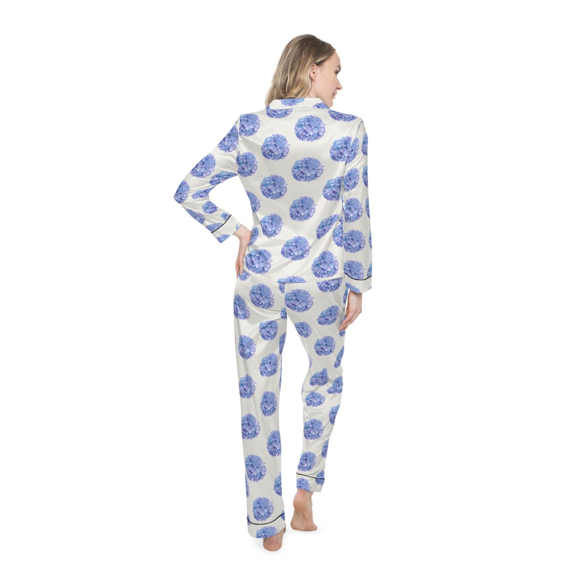 Blue Hydrangea Women's Satin Pajamas - Etsy
