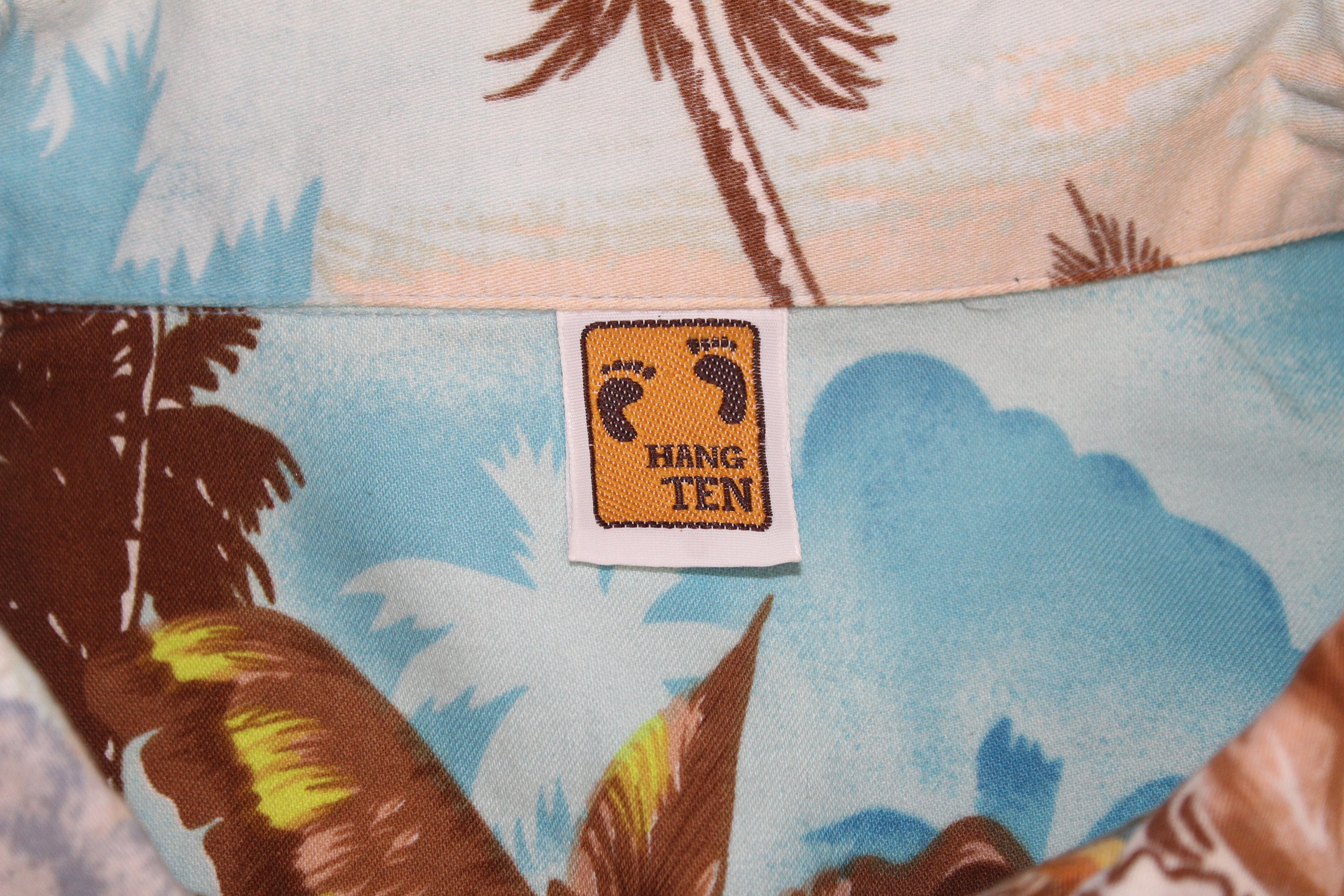Vintage Throwback 70's Hang Ten Aloha Shirt - Classic Footprint Logo on ...