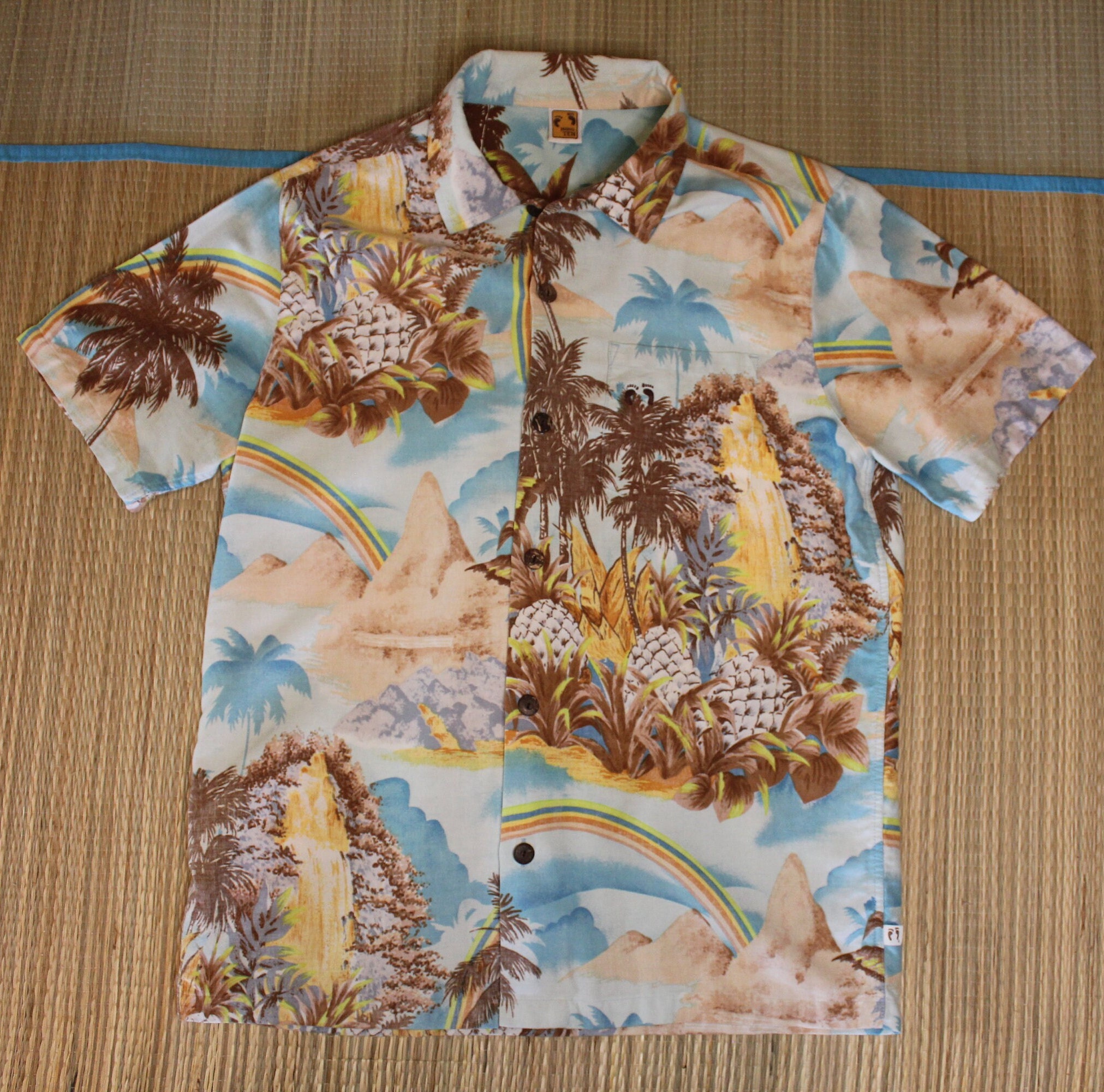 Vintage Throwback 70's Hang Ten Aloha Shirt - Classic Footprint Logo on ...