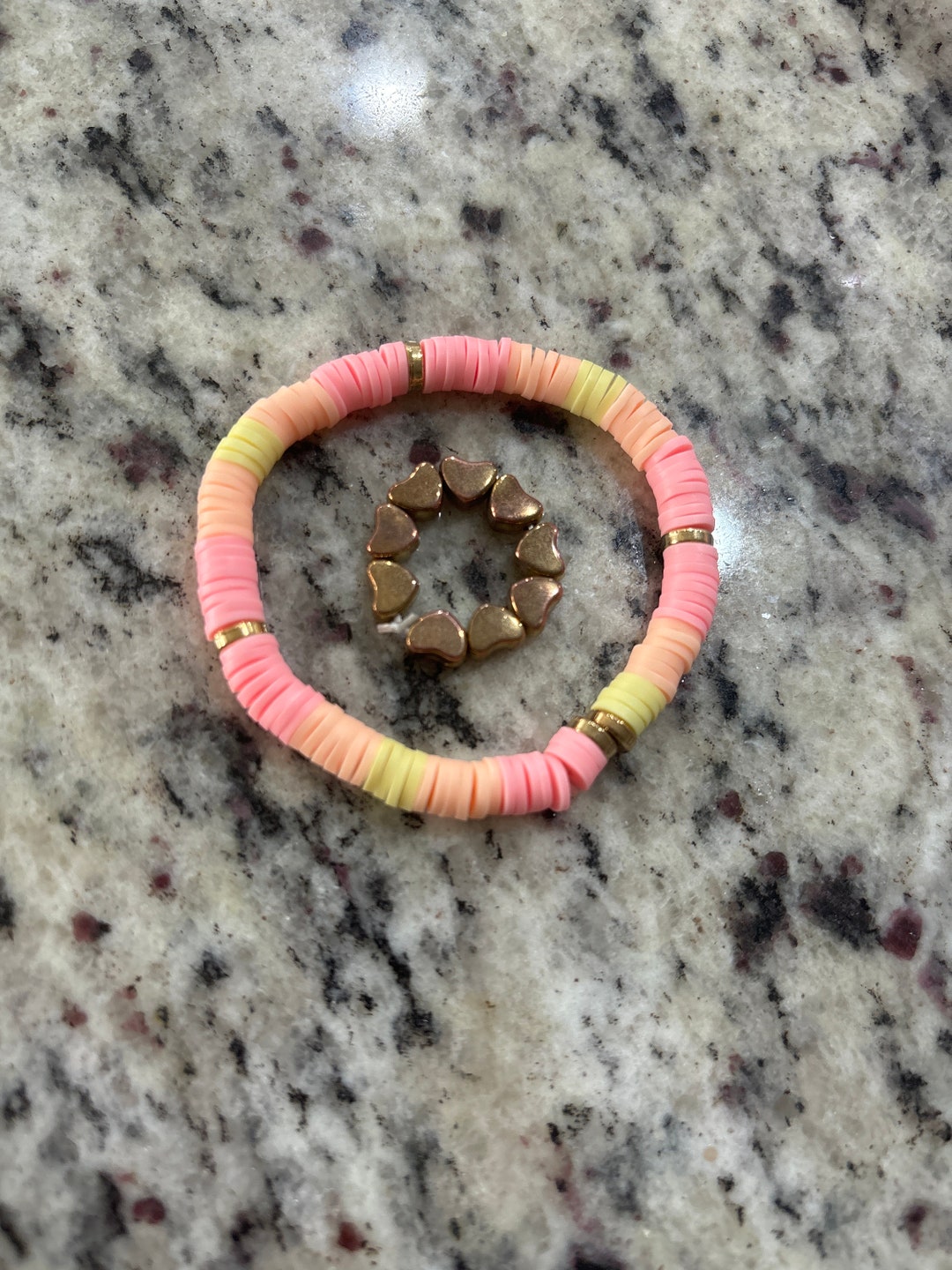 Pink Lemonade Bracelet With Gold Ring - Etsy