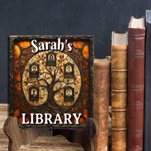 Family Tree Personalized Library Sign Book Lover Bookworm Biblio Gift ...