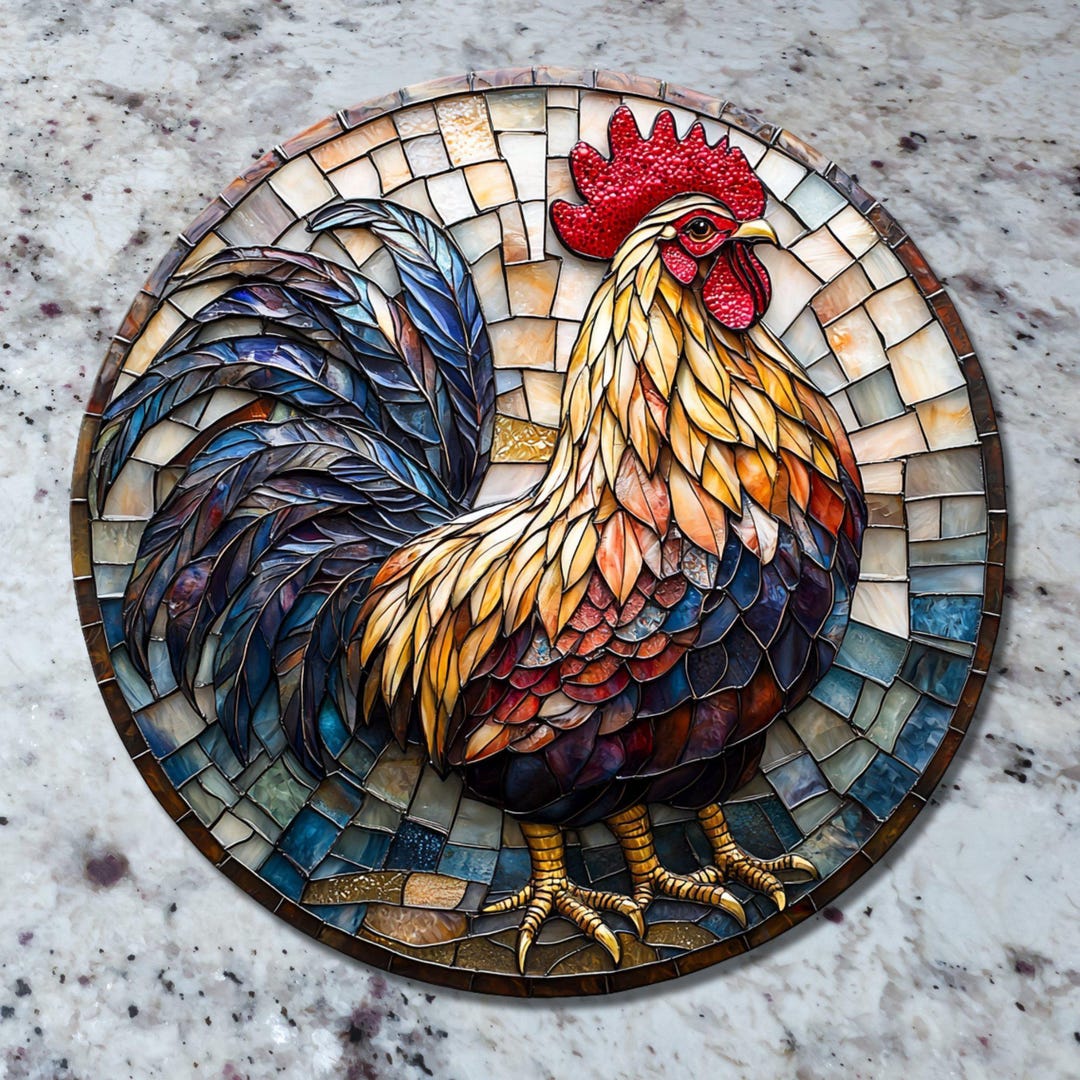 Rooster Glass Cutting Board Trivet Hot Plate Charcuterie Board Gift for ...