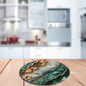 Greens Ivory Gold Cutting Board Glass 8-inches Round Cuttingboards ...