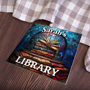 Stack of Books Personalized Library Sign Book Lover Bookworm Biblio ...