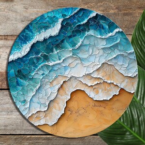 Ocean Meets Beach Cutting Board Glass 8-inches Round Cuttingboards ...