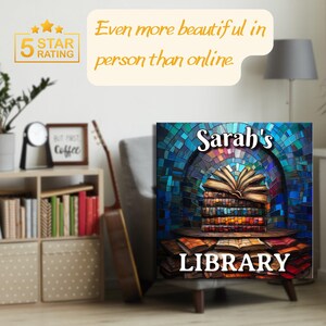 Stack of Books Personalized Library Sign Book Lover Bookworm Biblio ...