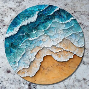 Ocean Meets Beach Cutting Board Glass 8-inches Round Cuttingboards ...