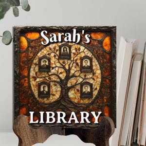 Family Tree Personalized Library Sign Book Lover Bookworm Biblio Gift ...