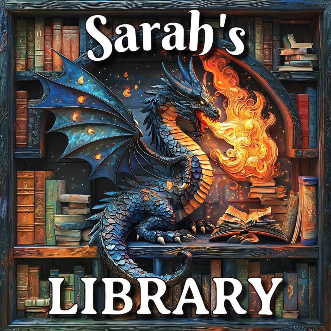Blue Fiery Dragon Personalized Library Sign Fire Breathing Dragon ...