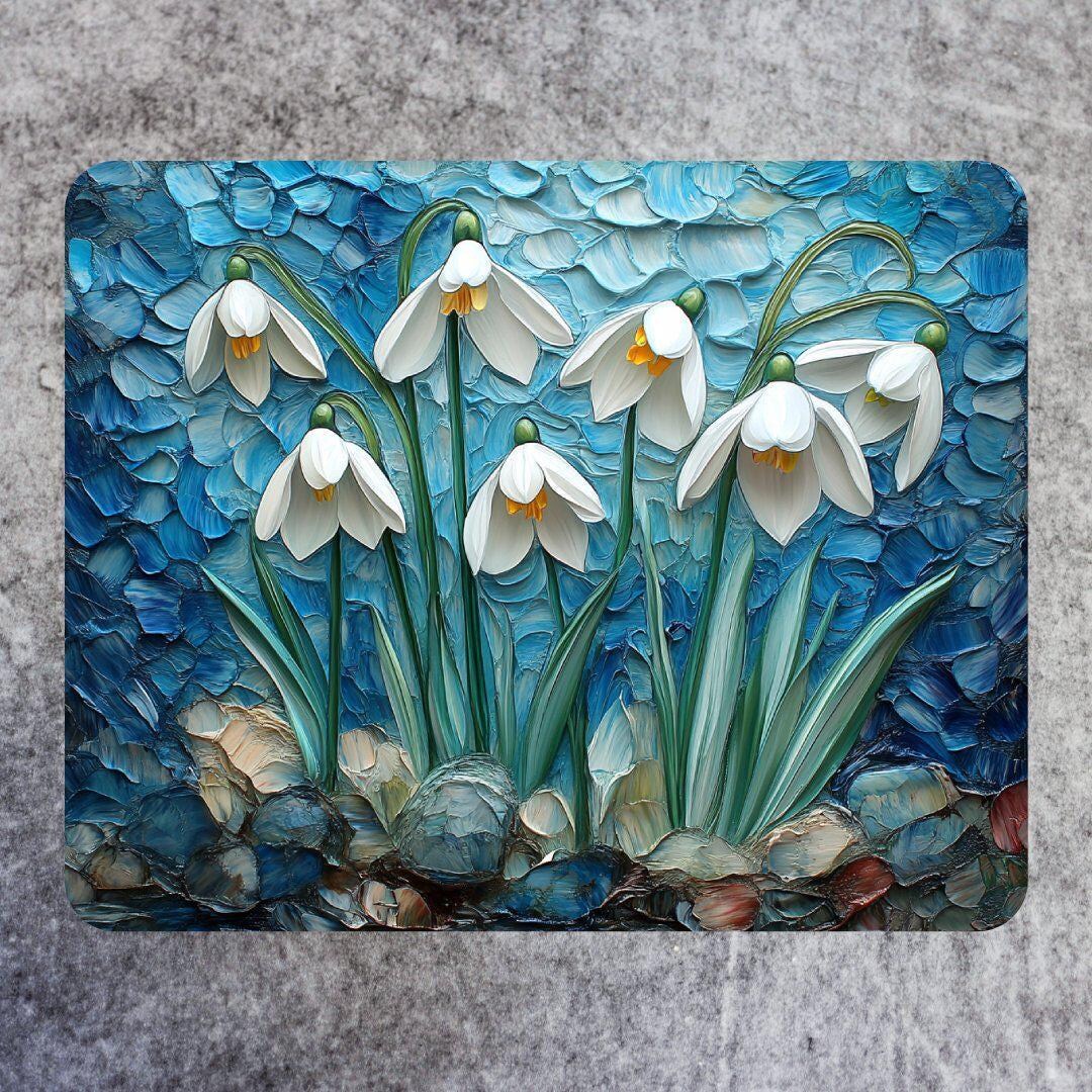 January Snowdrop Flowrs Glass Cutting Board, Rectangle 11x8 and 15x12 ...