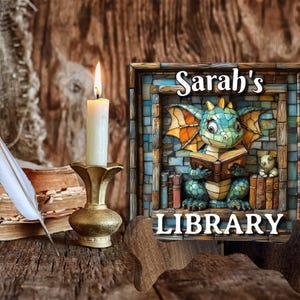 Dragon Reading Personalized Library Sign Book Lover Bookworm Biblio ...