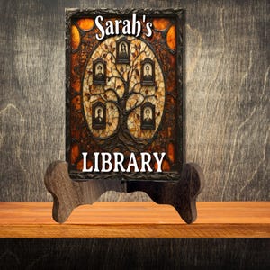 Family Tree Personalized Library Sign Book Lover Bookworm Biblio Gift ...