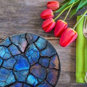 Lava Rock Blue Resin Glass Cutting Board Trivet Hot Plate Charcuterie ...