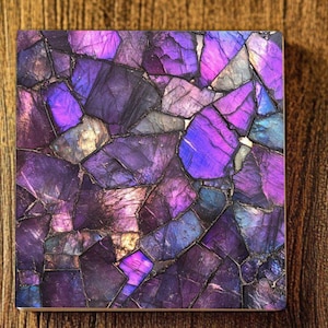 Labradorite Purple Art Ceramic Coasters Set or Mix-and-match Artful ...