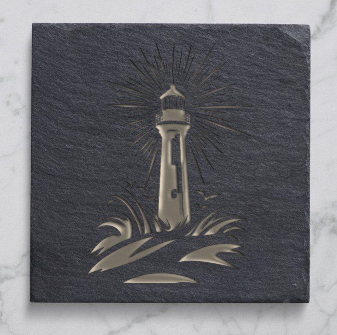 Lighthouse Slate Coaster Nautical Decor Housewarming Gift Ocean Lover ...