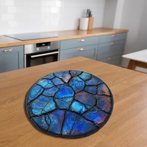 Lava Rock Blue Resin Glass Cutting Board Trivet Hot Plate Charcuterie ...