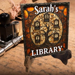 Family Tree Personalized Library Sign Book Lover Bookworm Biblio Gift ...