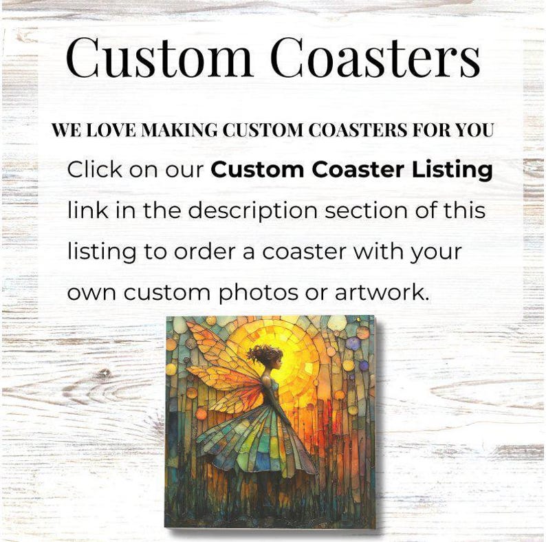 Fairy in the Bokeh Light Ceramic Coasters Set or Mix-and-match Artful ...