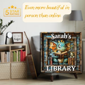 Dragon Reading Personalized Library Sign Book Lover Bookworm Biblio ...