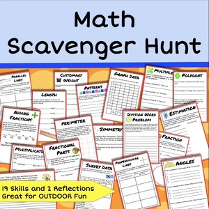 Outdoor Math Scavenger Hunt - Ideal for End of 3rd to End of 4th Grade ...