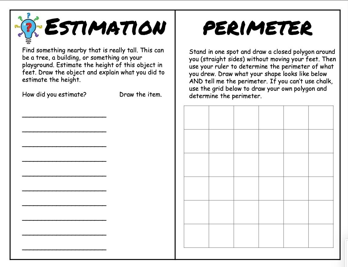 Outdoor Math Scavenger Hunt - Ideal for End of 3rd to End of 4th Grade ...