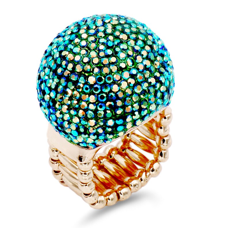 Lavencious Snowball Rhinestone Cocktail Stretch Ring Party Ring for Women Free Sizes for 6 to 10 ...