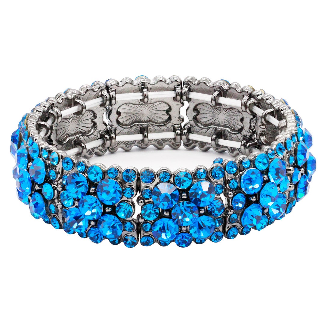 Lavencious Round Shape Rhinestones Elastic Stretch Bracelet Party ...