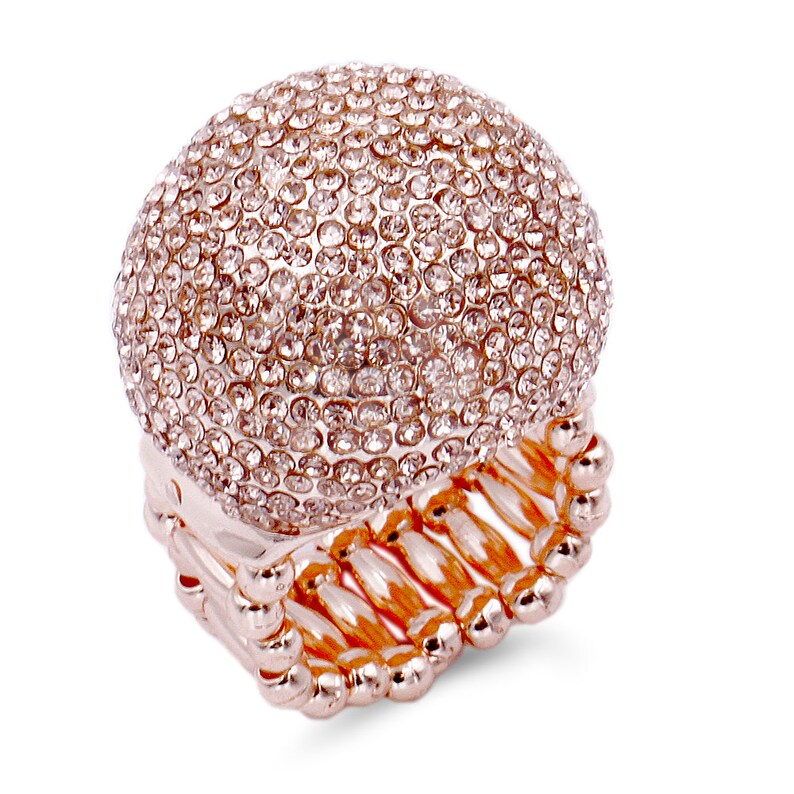 Lavencious Snowball Rhinestone Cocktail Stretch Ring Party Ring for Women Free Sizes for 6 to 10 ...