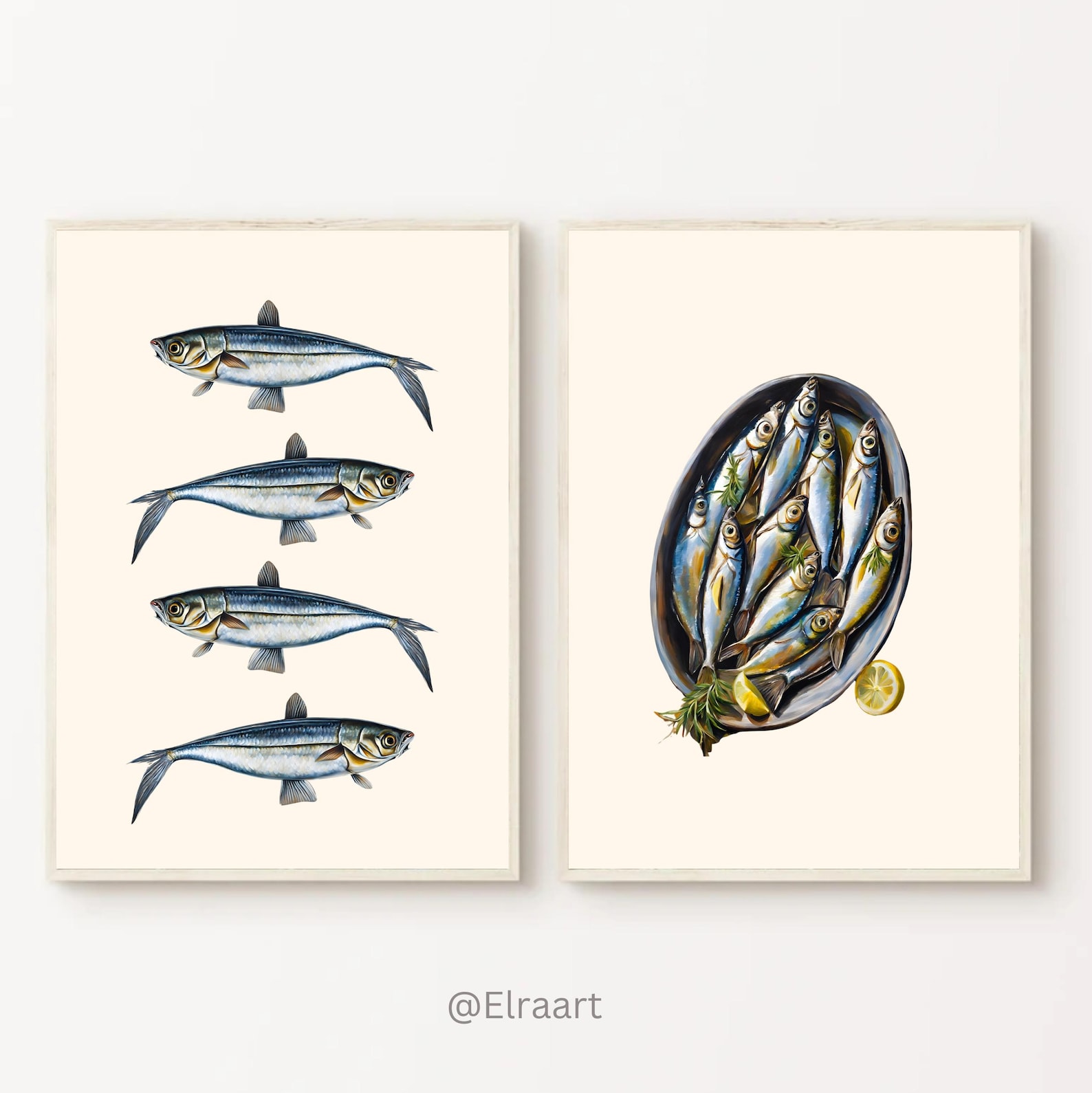 Set of 4 SARDINES Art Print - Sardine Print - Sardine Plate - Sardine ...