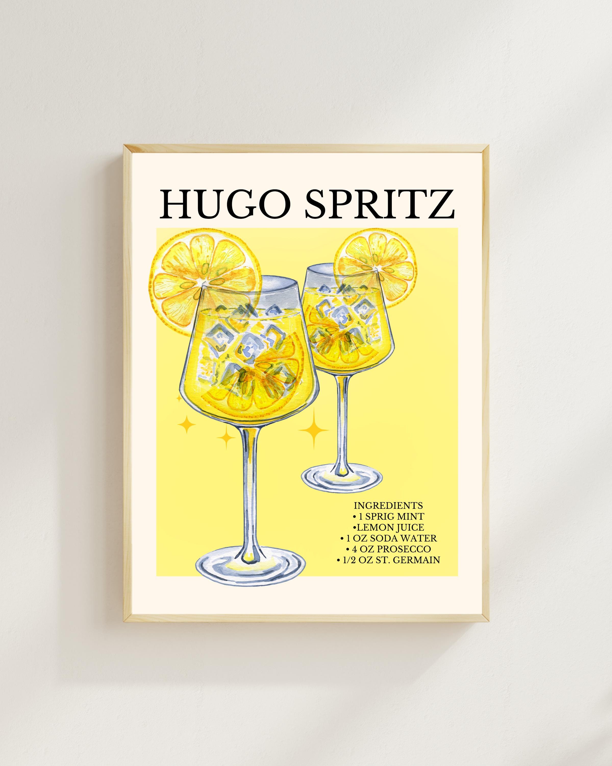 Hugo Spritz Recipe Art Print, Bar Cart Decor, Cocktail Poster,signature ...