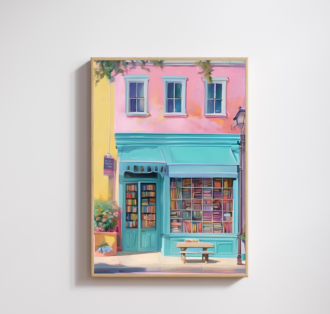 Bookshop Poster, Book Nook Decor, Bookstore Print, Reading Nook Art ...