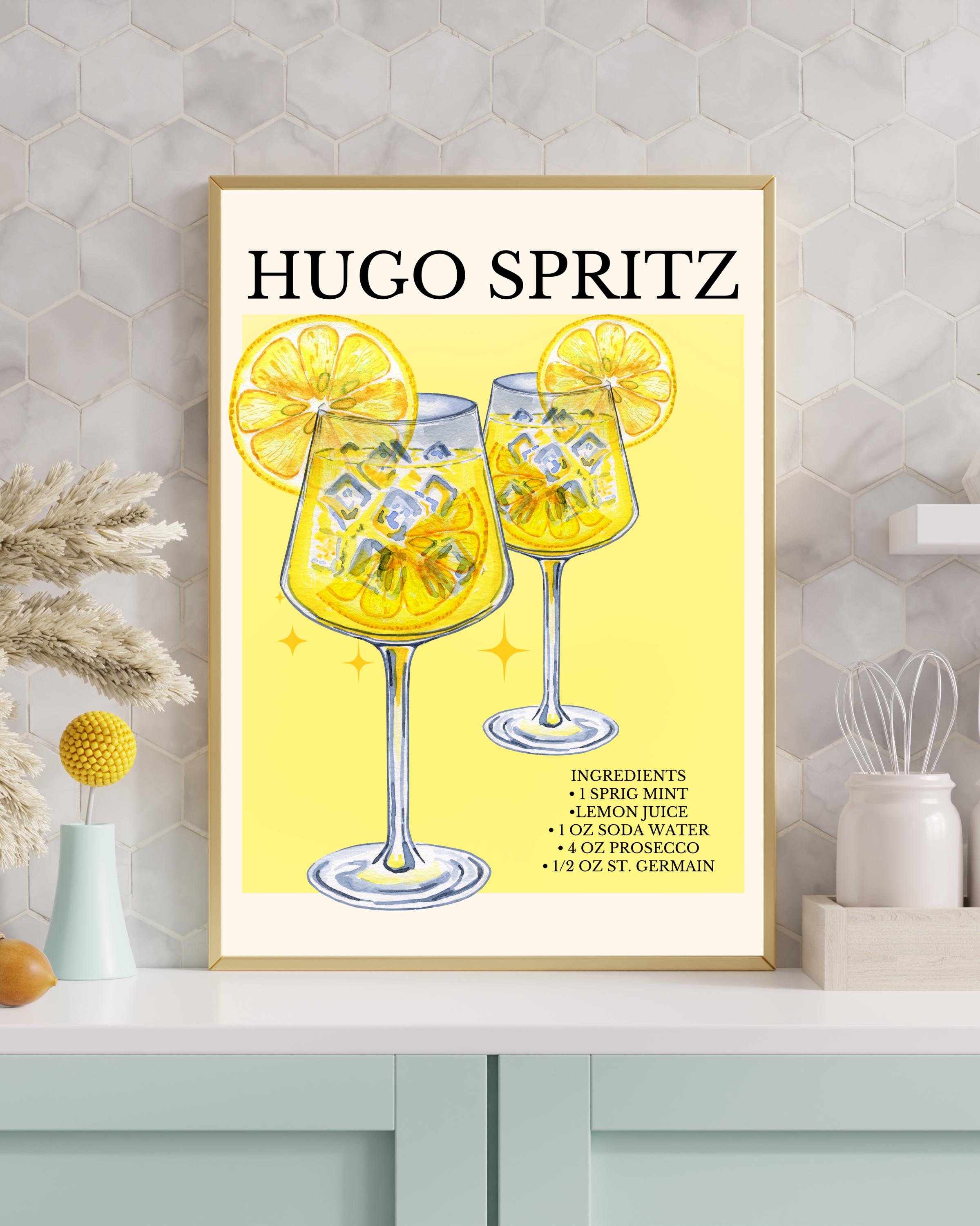 Hugo Spritz Recipe Art Print, Bar Cart Decor, Cocktail Poster,signature ...
