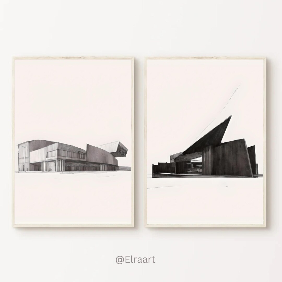 Set of 3 Zaha Hadid Works, Zaha Hadid Poster, Minimalist Mid-century ...
