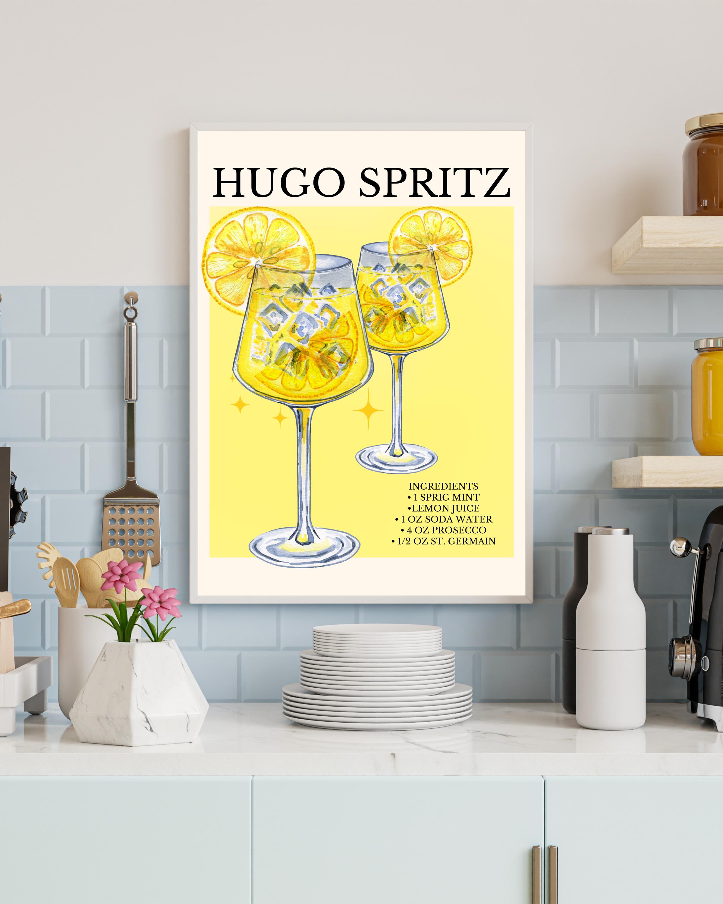 Hugo Spritz Recipe Art Print, Bar Cart Decor, Cocktail Poster,signature ...
