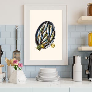 Set of 4 SARDINES Art Print - Sardine Print - Sardine Plate - Sardine ...