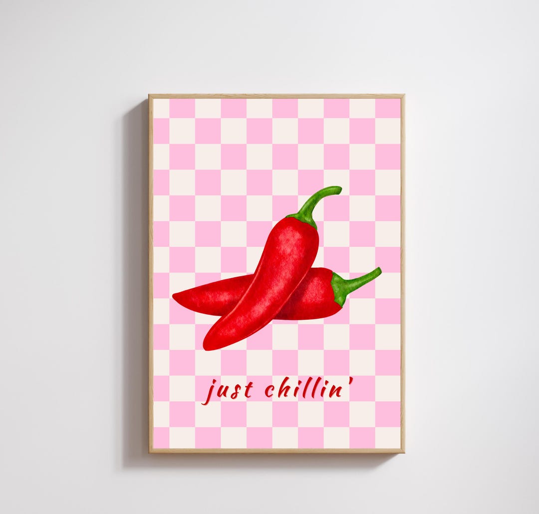 Set of 2 Chilli Poster, Spicy Print, Hot Chilli Print Art, Chilli Wall ...