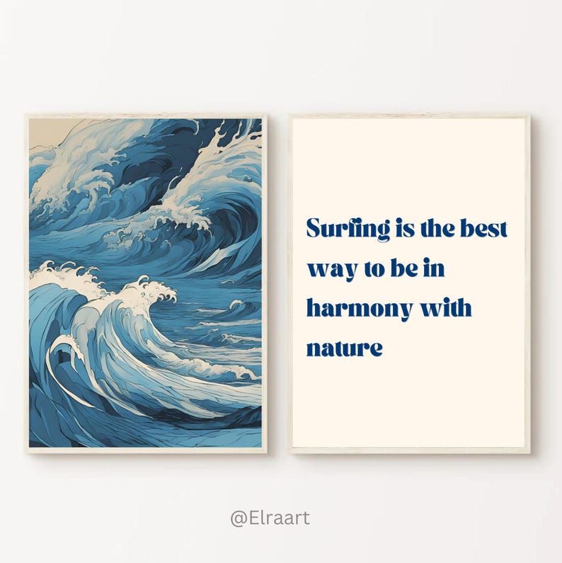 Surf Posters 5 Pack, Surf Set of 5 Posters, Surf Wall 5 Art Bundle ...