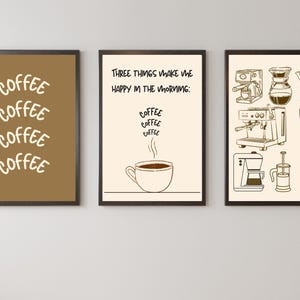 Coffee Poster Set of 3, Kitchen Decor,brown Coffee Corner Wall Art ...