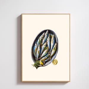 Set of 4 SARDINES Art Print - Sardine Print - Sardine Plate - Sardine ...