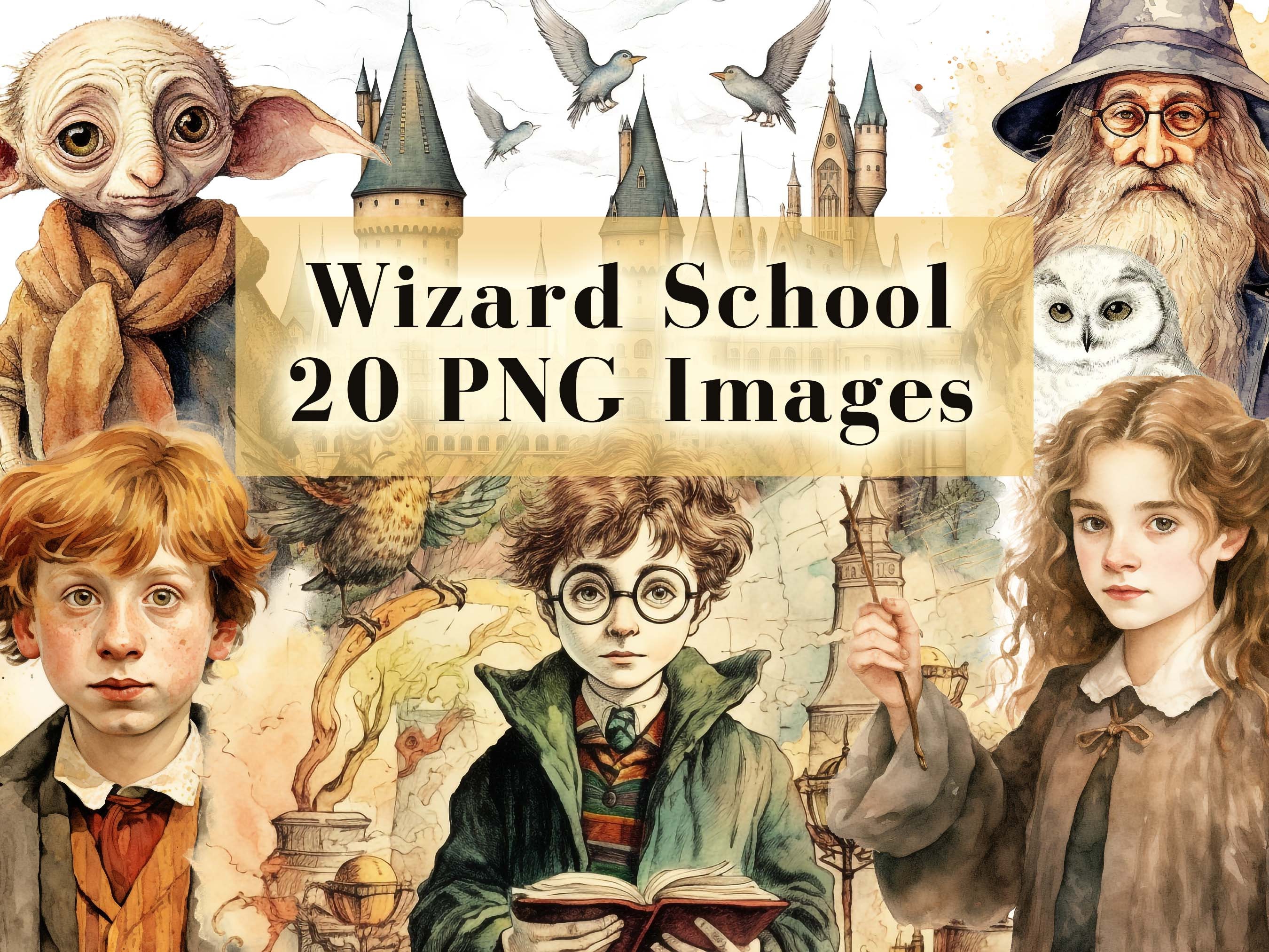 Wizard School Clipart Bundle, Magic School, 20 Witch and Wizard PNG ...