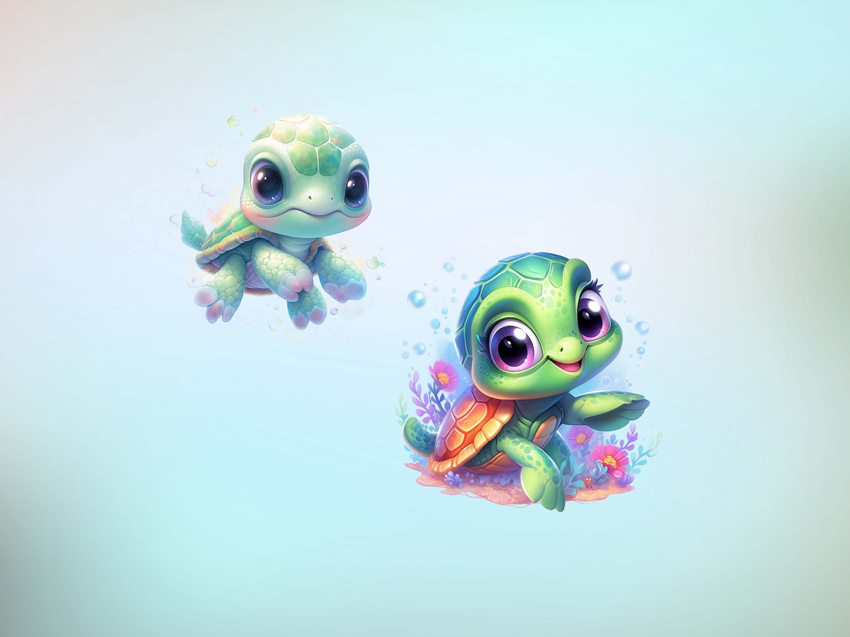 Baby Turtle PNG Bundle, 20 Turtle Clipart Graphics, Cute Turtle ...