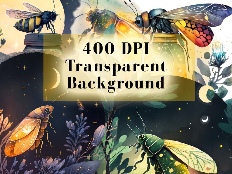 Watercolor Firefly Clipart Bundle, Summer Decor, Fireflies Art ...