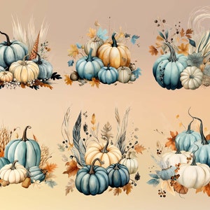Boho Pumpkin Clipart, Fall Clipart, Thanksgiving Clipart, Watercolor ...