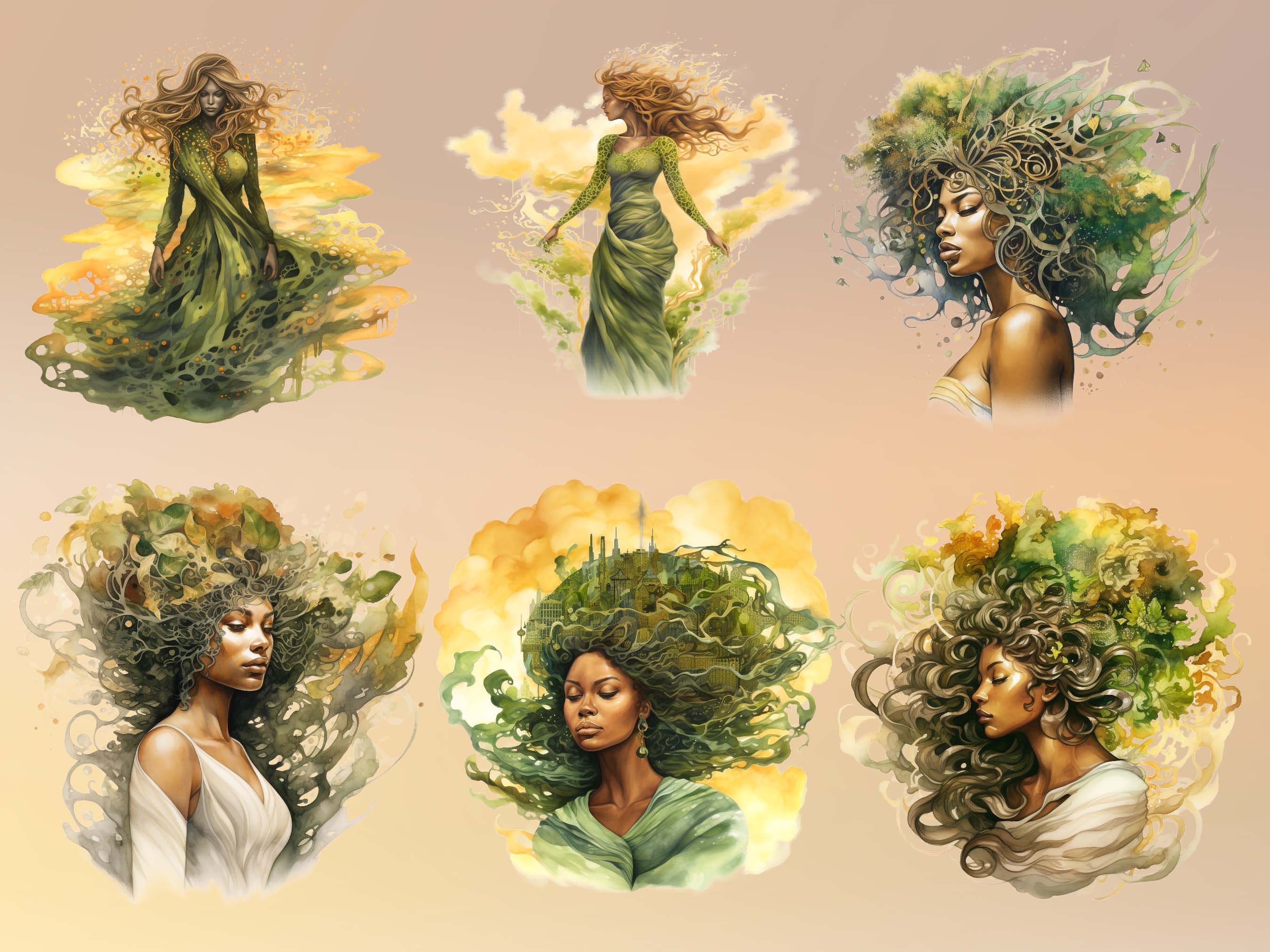 Mystical Earth Goddess Clipart, Magical Fantasy Clip Art, Clipart 20 ...