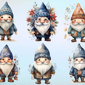 Watercolor Scandi Gnomes Clipart Bundle, 20 PNG Cute Gnome Graphics ...
