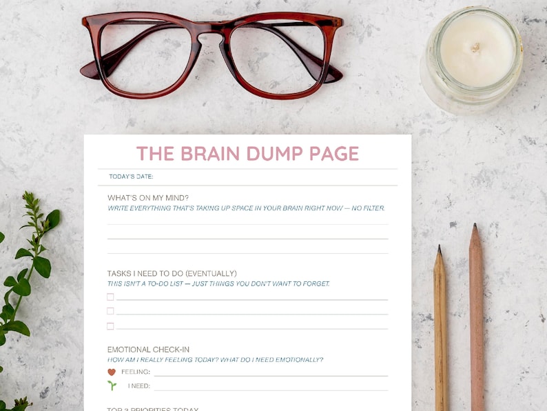 Brain Dump Printable Worksheet - ADHD Mental Clarity Planner PDF ...